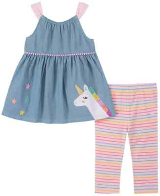 KIDS HEADQUARTERS Little Girls Tunic Top and Capri Leggings Multicolor ...