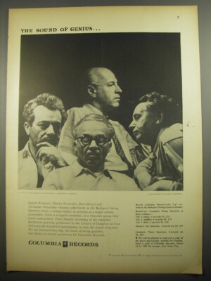 1956 Columbia Records Ad - Budapest String Quartet - Joseph Roisman ...
