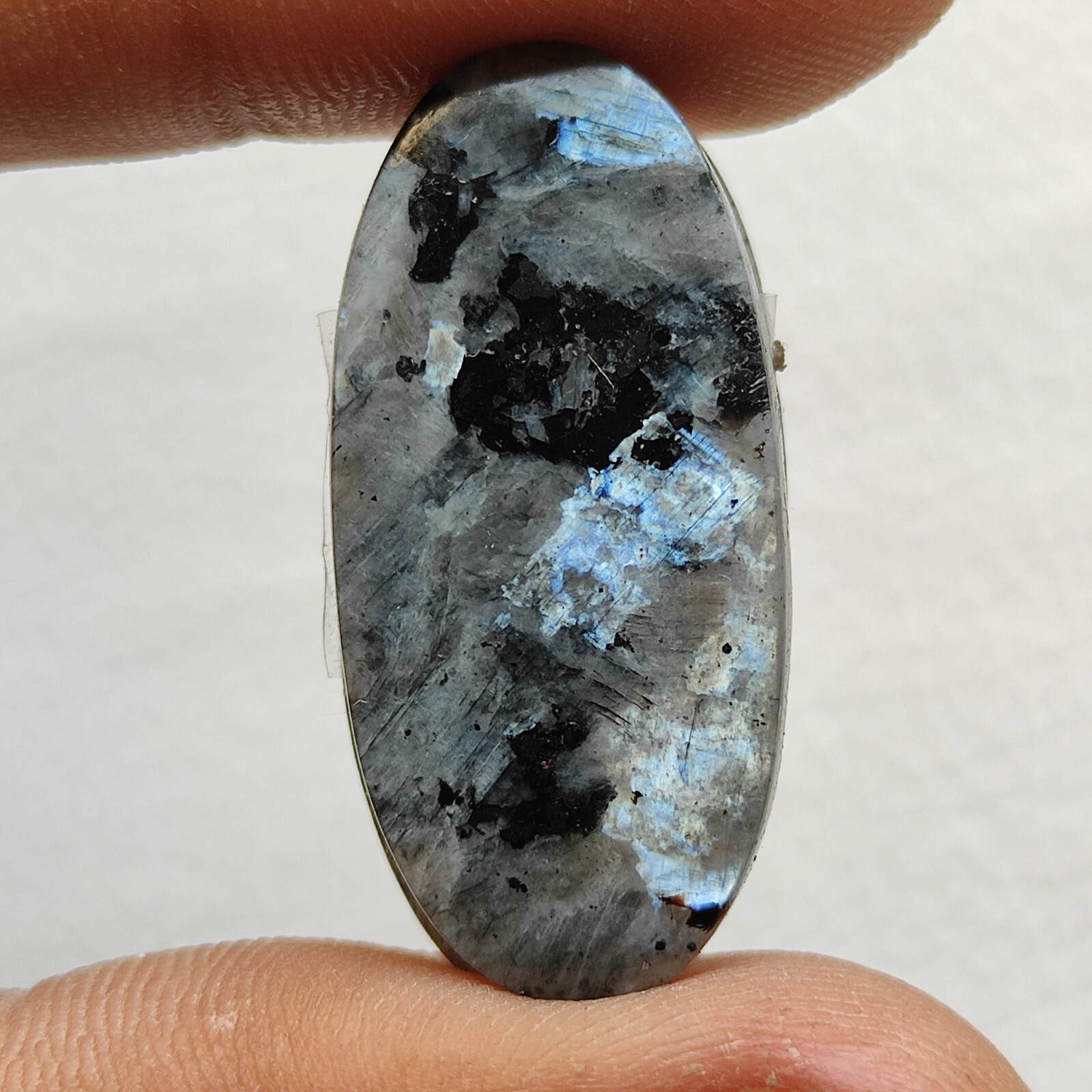 Rare blue fire larvikite cabochon pair larvikite hand polish gemstone ...
