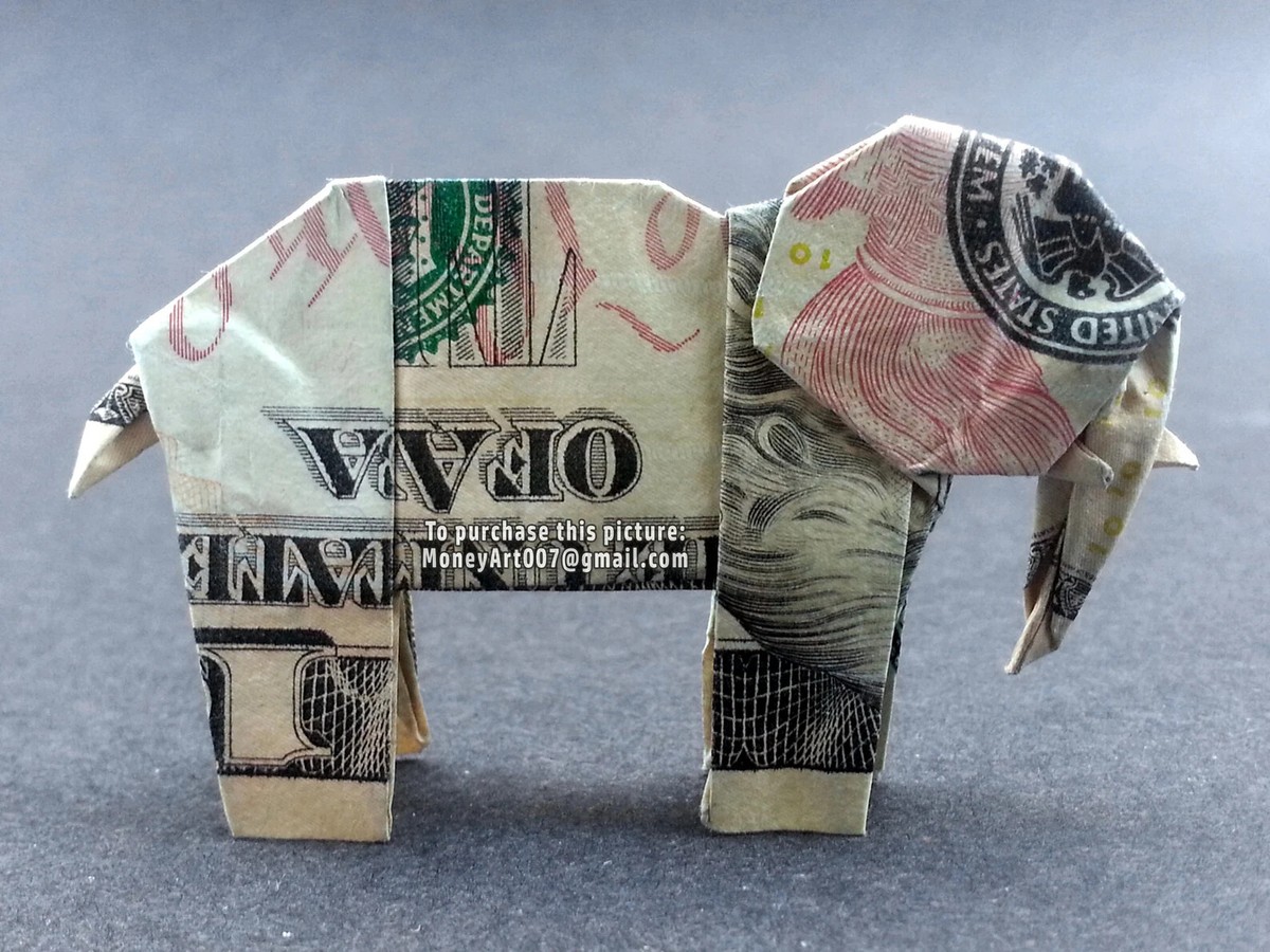 Money Origami Elephant Dollar Bill Origami Elephant Folding Guide
