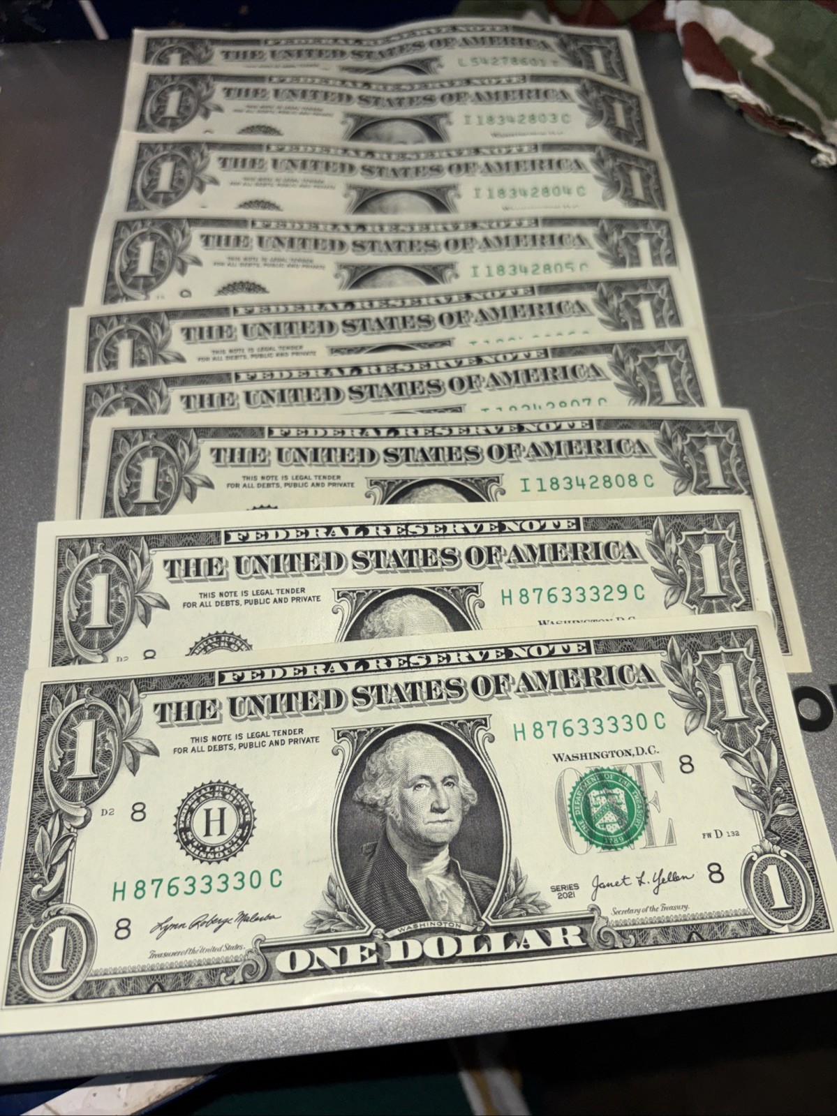 Uncirculated One Dollar Bills Series 2021 $1 Sequential Notes Crisp ...