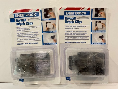 1/2" or 5/8" Drywall Sheetrock Hole Repair Clips Brackets w/screws ...