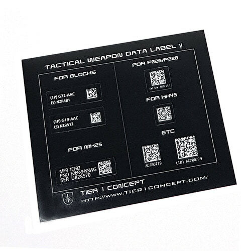 Tactical Data Matrix / QR Code Plastic Sticker Label For GLOCK / SIG ...