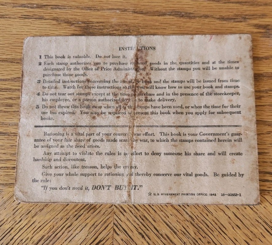 Rjkstamps 1943 War Ration Book Two With Office adm. stamp WW2 OPA Form ...