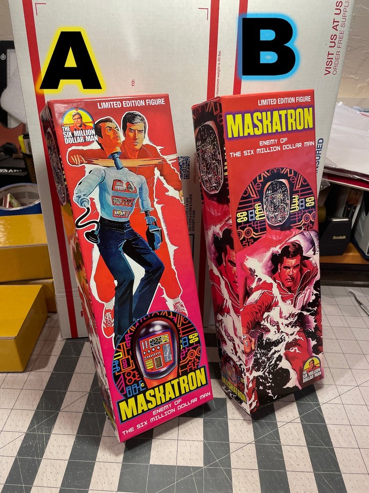 Custom Six Million Dollar Man box and Maskatron box (for Gunga Toys 12 ...
