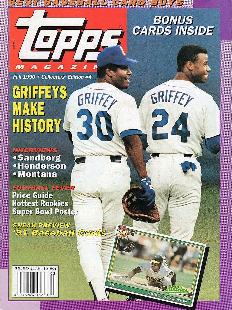 1990 TOPPS MAGAZINE BASEBALL FALL COLLECTORS' EDITION #4 W/BONUS CARDS ...