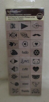 Recollections Necessities 27 Piece Stamp Set~Bird~Love~hello~cute~Sweet ...