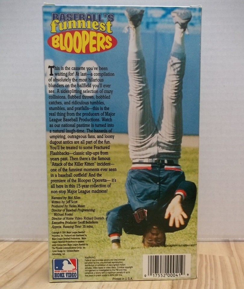 Baseball's Funniest Bloopers VHS Video Tape Sports Major League ...