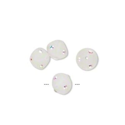 Bead, 4 Frosted White Resin 10mm Double Cone Beads with Swarovski ...