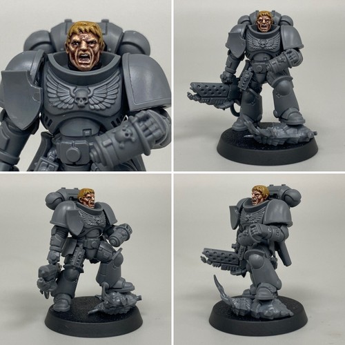 1 PAINTED SPACE MARINE HEAD WARHAMMER 40K PRIMARIS CAPTAIN LIEUTENANT ...