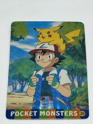 Vintage RARE Pocket Monsters Holo Foil Vending Sticker #20 Ash and ...
