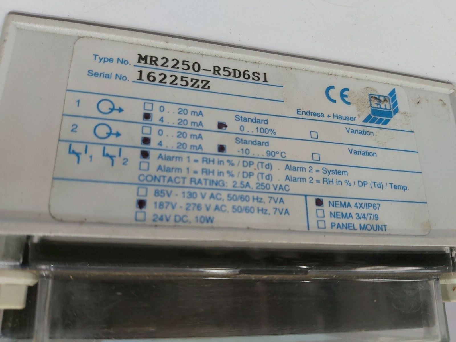 Endress Hauser RH-PLUS 2250 Type: MR2250-R5D6S1 Sonde : MDR38A/22R1 ...
