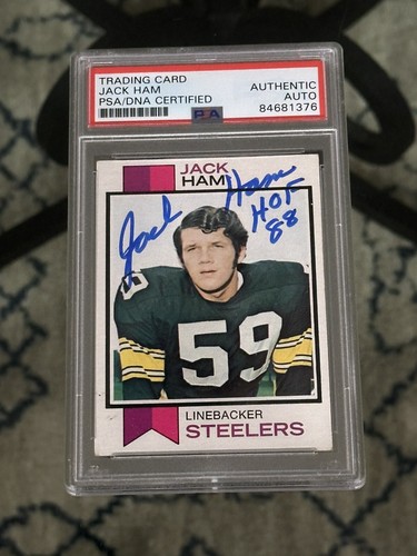 Jack Ham Signed 1973 Topps #115 Rookie Card HOF 88 Inscription PSA ...