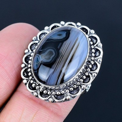 Banded Agate 925 Silver Plated Handmade Ring of US Size 6.5 | eBay