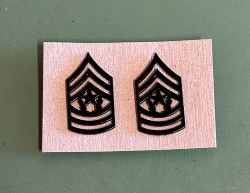 US Army Command Sergeant Major E9 Black Subdued Metal Rank Insignia ...