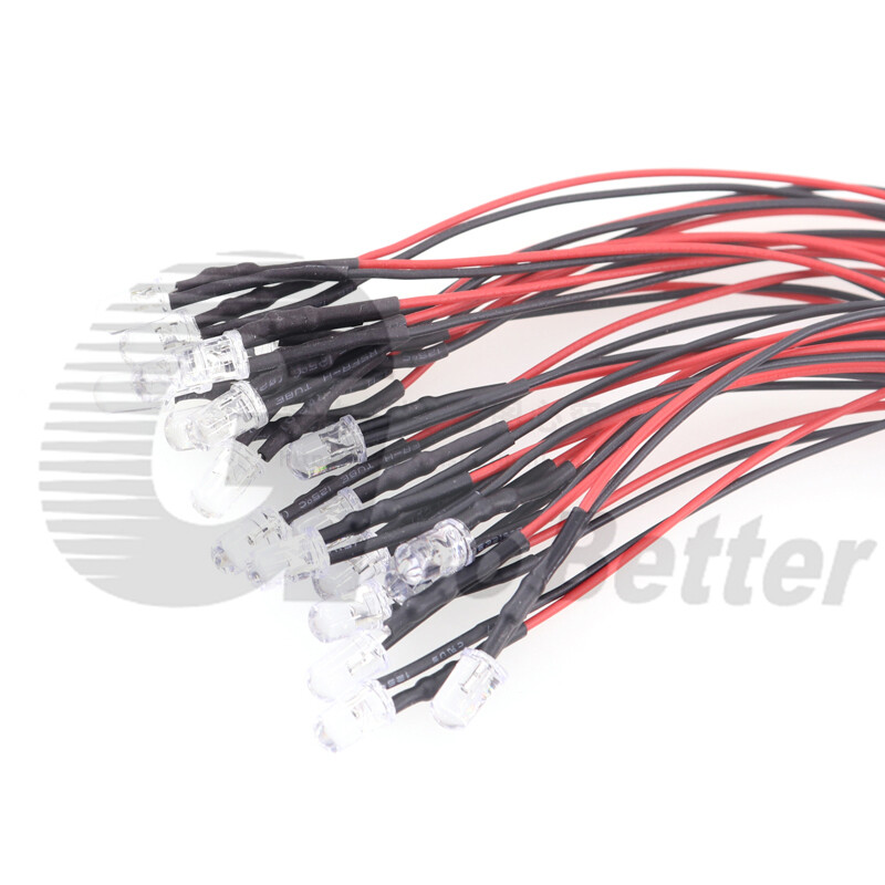 Pre-Wired LEDs 3mm/5mm Ultra Bright : 5V - 12V : Various Colours Lamp ...