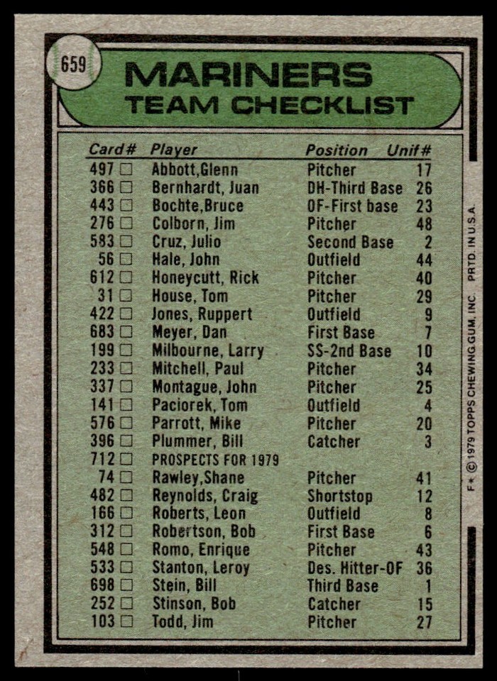 1979 Topps Seattle Mariners - Darrell Johnson Seattle Mariners #659 | eBay