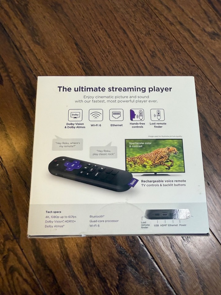 Roku Ultra 2024 4K Streaming Device HDR10 Voice Remote Pro Backlit ...