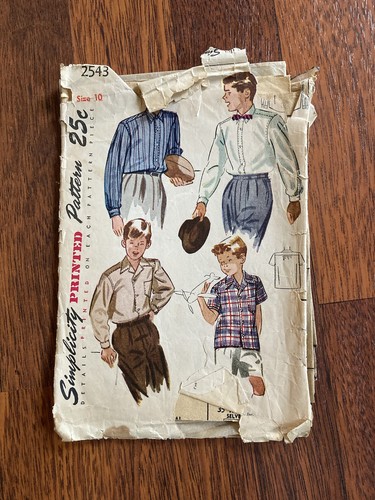 Vtg Simplicity 2543 Boys Shirt Size 10 Chest 28 Cut | eBay