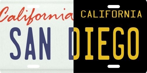 SAN DIEGO Hybrid California Black & White Aluminum CA License Plate | eBay