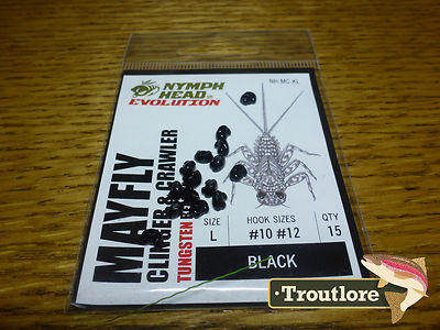 FLYMEN TUNGSTEN NYMPH HEAD MAYFLY CLINGER BLACK LARGE - NEW FLY TYING ...