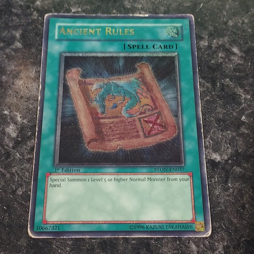 Ancient Rules STON-EN037 1st Edition Ultimate Rare Foil Holo Yugioh Yu ...