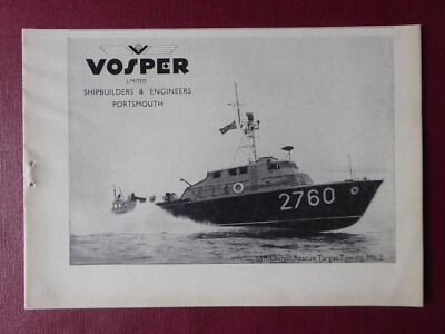 8/1961 PUB VOSPER PORTSMOUTH LAUNCH RESCUE TARGET TOWING MK.2 ORIGINAL ...