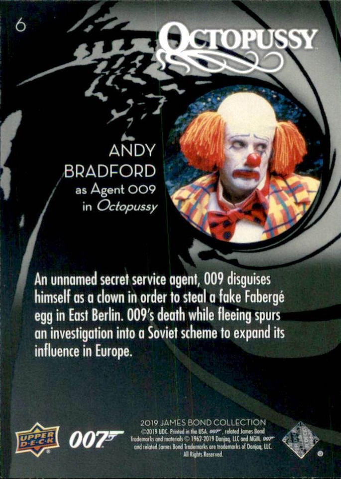 Upper Deck James Bond 007 Collection Base #6 Andy Bradford as Agent 009 ...
