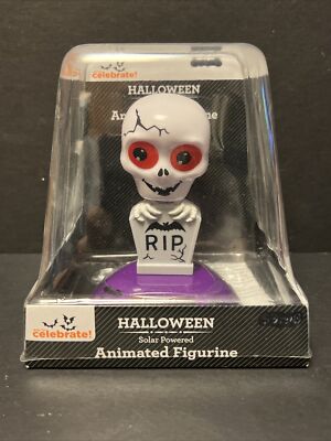 Solar Powered Dancing Toy New - LARGE Halloween Skeleton On Headstone ...