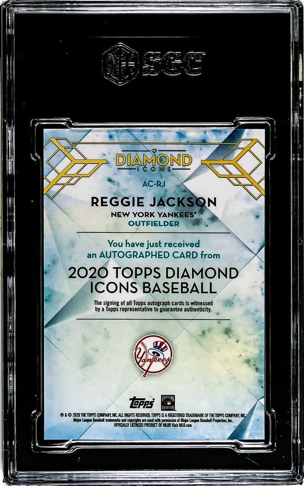 2020 Topps Diamond Icons Reggie Jackson Auto Yankees /25 SGC 10/10 POP ...
