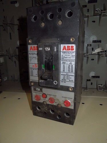 ABB Type FS 125A 3P 600VAC / 500VDC Circuit Breaker Line & Load Side ...