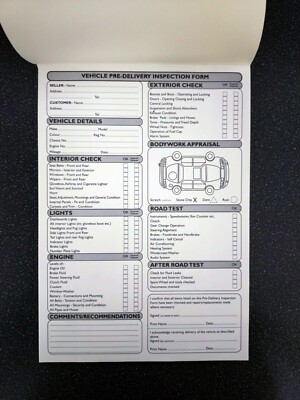 Car Inspection PDI form Pad A4 2 part carbonless 50 sets per pad | eBay UK