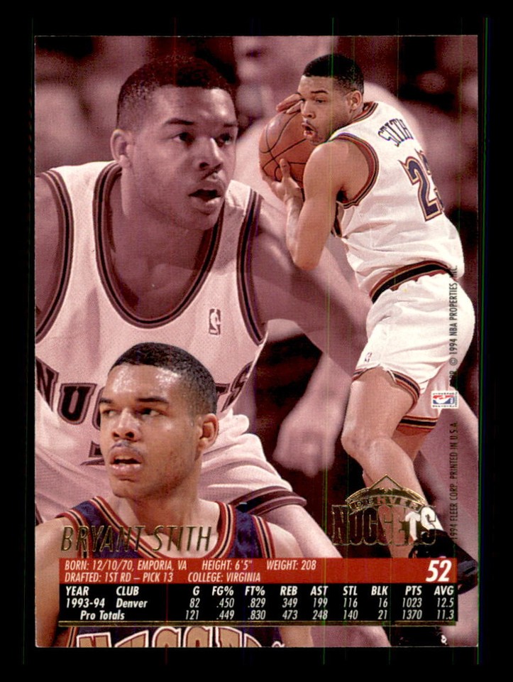 1994 Basketball Ultra Bryant Stith Denver Nuggets #52 | eBay