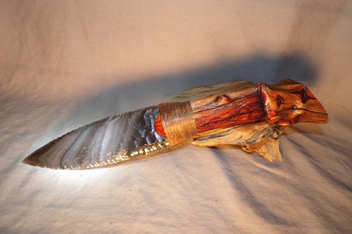 Large Subtle Sheen Obsidian Paleo Dagger Knife Manzanita Handle Flint ...