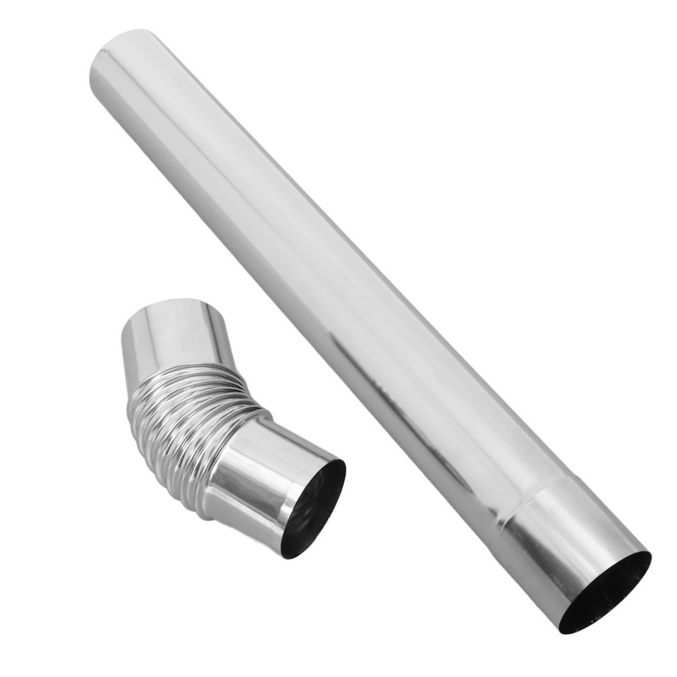 2pcs Stainless Steel Chimney Pipe 60mm Straight And 45 Degree Elbow ...