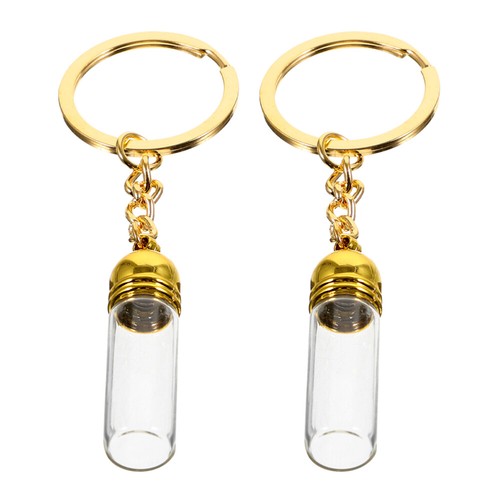 2 Pcs Glass Bottle Keychain Travel Tiny Jars with Cap Storage Decor ...