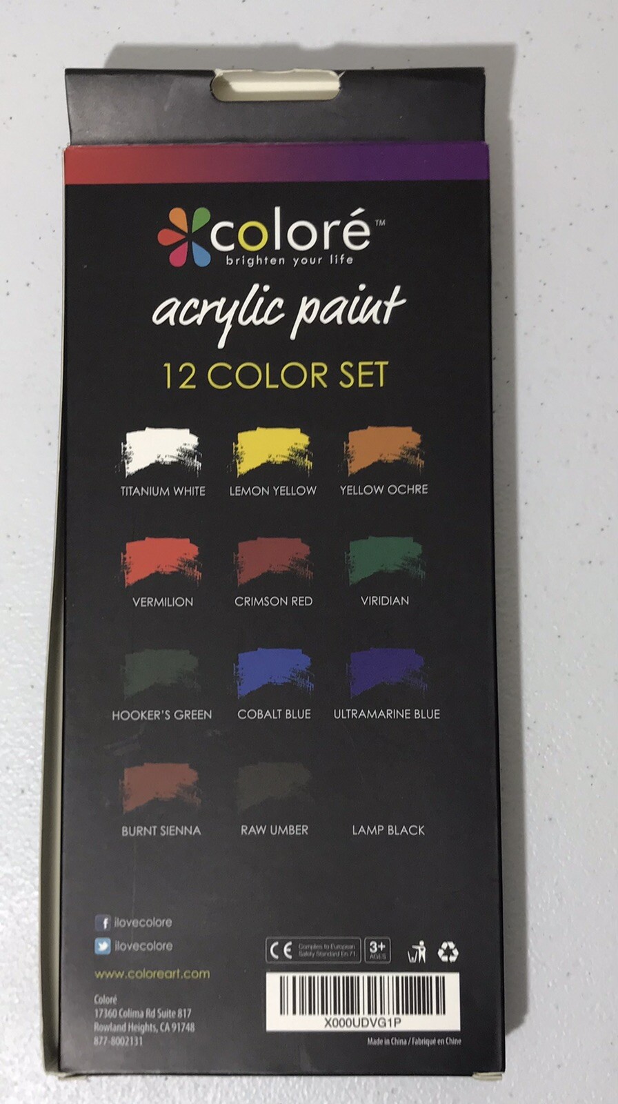 Acrylic 12 Color Paint Set 12ml Tubes Artist Draw Painting Pigment ...