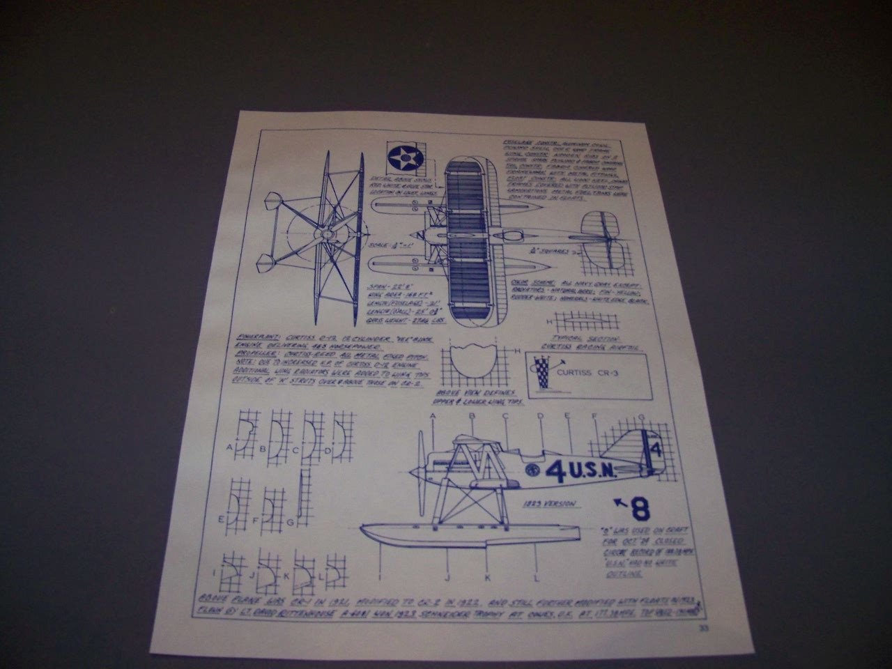 VINTAGE..1923 CURTISS CR-3 & 1922 CURTISS R-6 RACER..3-VIEWS.. (327C ...