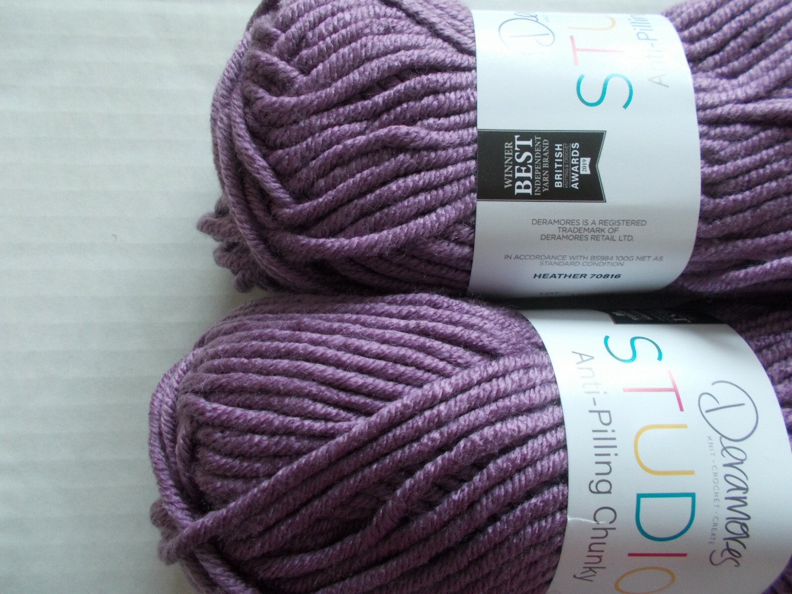 Deramores Studio Anti-pilling Chunky yarn, Heather, lot of 2 (87 yds ea ...