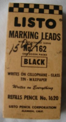 Vintage Listo Marking Leads No. 162 Black & Red One box or 4 Pack ...