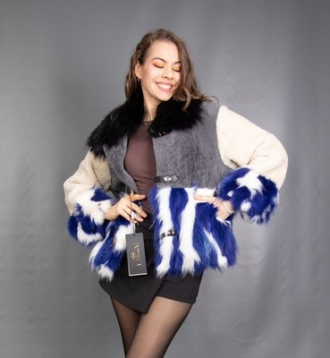 15864 NEW AMAZING REAL DIFFERENT FURS COAT FUR JACKET MINK FOX ...