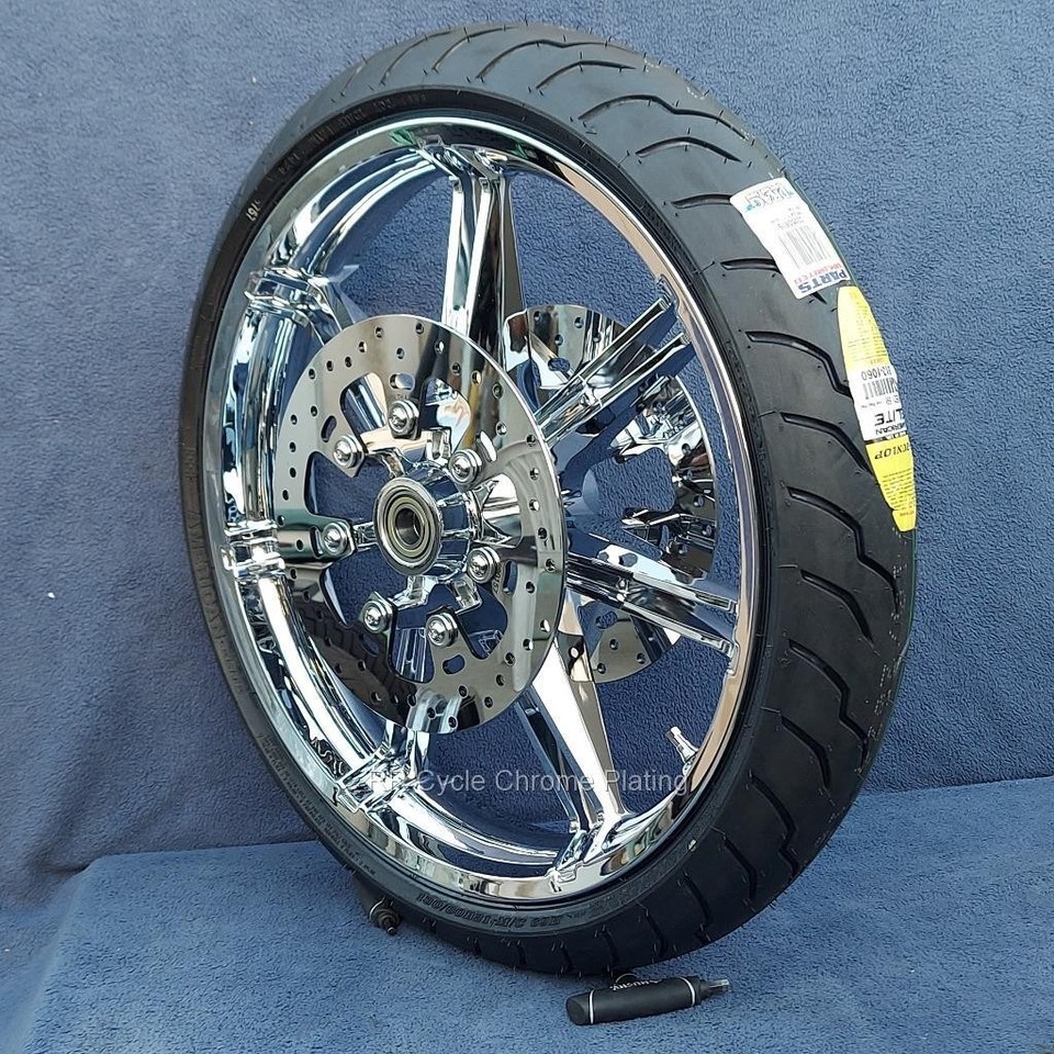 Harley 21" Chrome Slicer II Front Wheel Tire Rotor 08-23 Street Glide ...