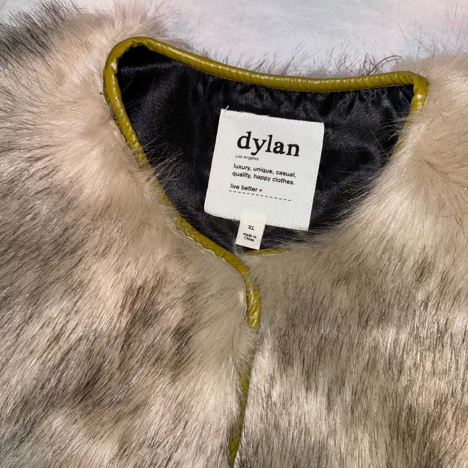 Dylan Los Angeles XL Lined Faux Fur Vest Yellow Mob Wife Luxury Coat | eBay