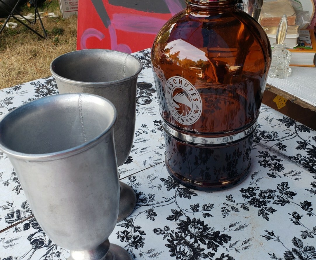 Deschutes Brewery German Growler Laughing Man Handle with 2 pewter ...