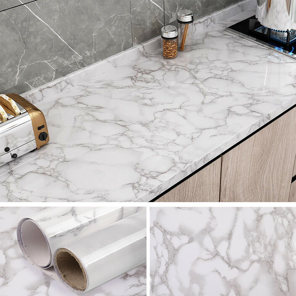 Marble Contact Paper Self Adhesive Peel & Stick Wallpaper PVC Kitchen ...