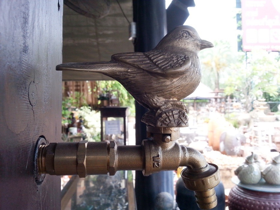 Brass Garden Tap Faucet Bird Spigot Vintage Water Home Yard Decor ...