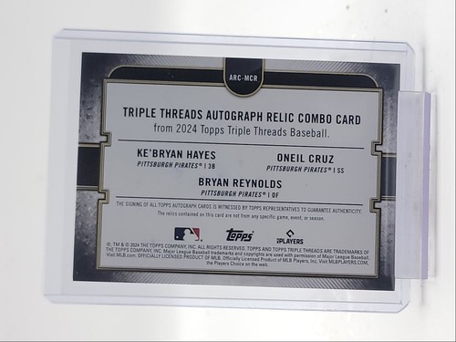HAYES CRUZ REYNOLDS 2024 TOPPS TRIPLE THREADS COMBO PATCH AUTO /36 ...