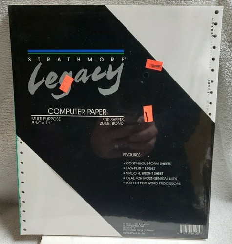 Vtg Strathmore Legacy Computer Paper 100 Sheets 20 Lb Bond Continuous-form Sheet | eBay