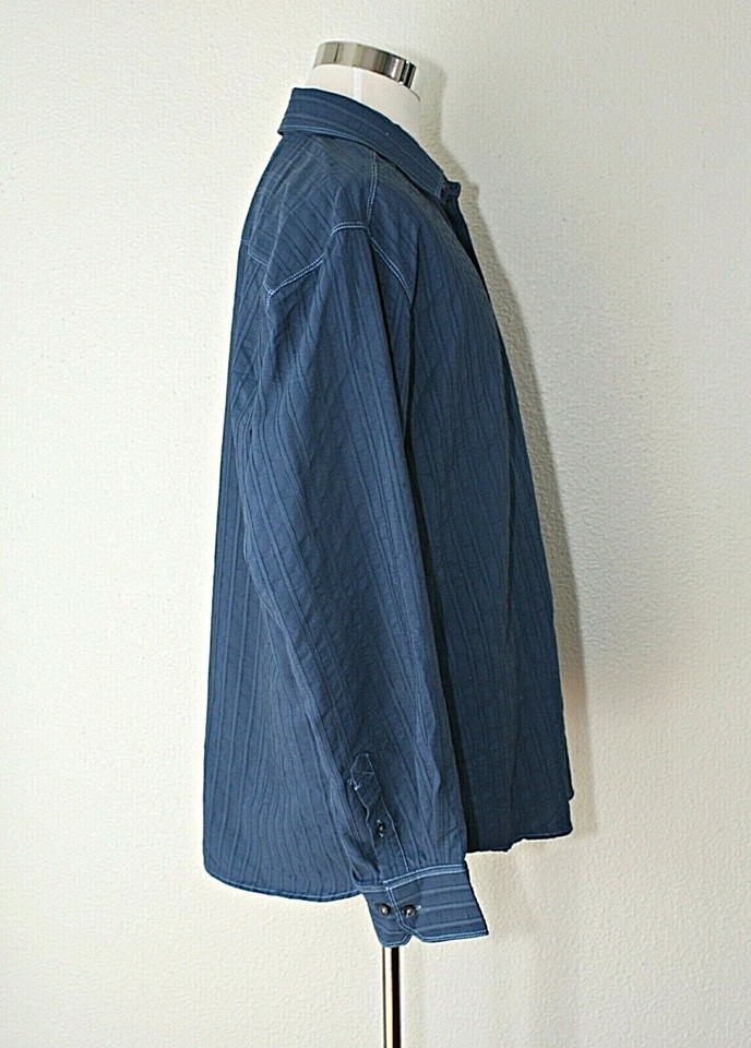 NWOT DUKE'S Casual Shirt Long Sleeve Button Front Blue Textured ~ XXL ...