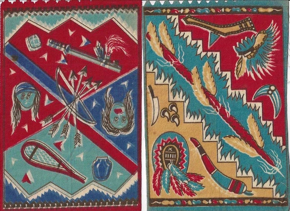 6 Large Tobacco Felts, U.S. And Japan Flags, And Native American Indian ...